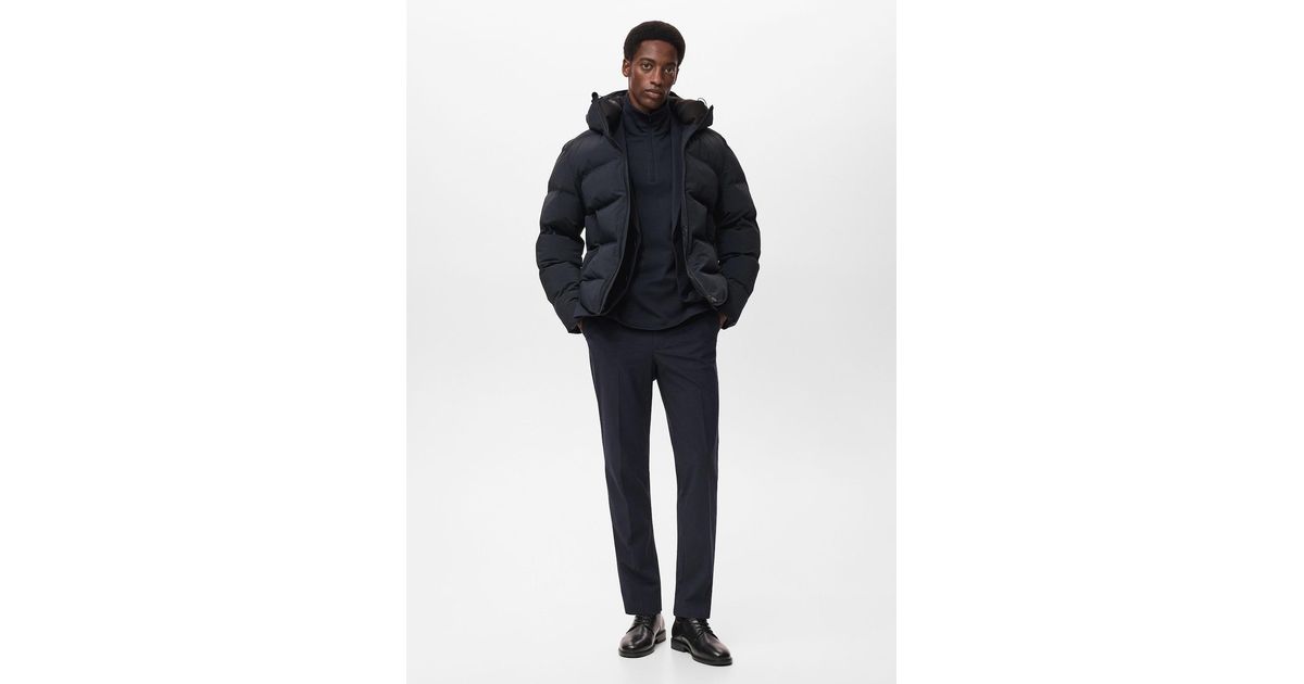 Mango Puffer Coat With Waterproof Hood in Black for Men | Lyst UK
