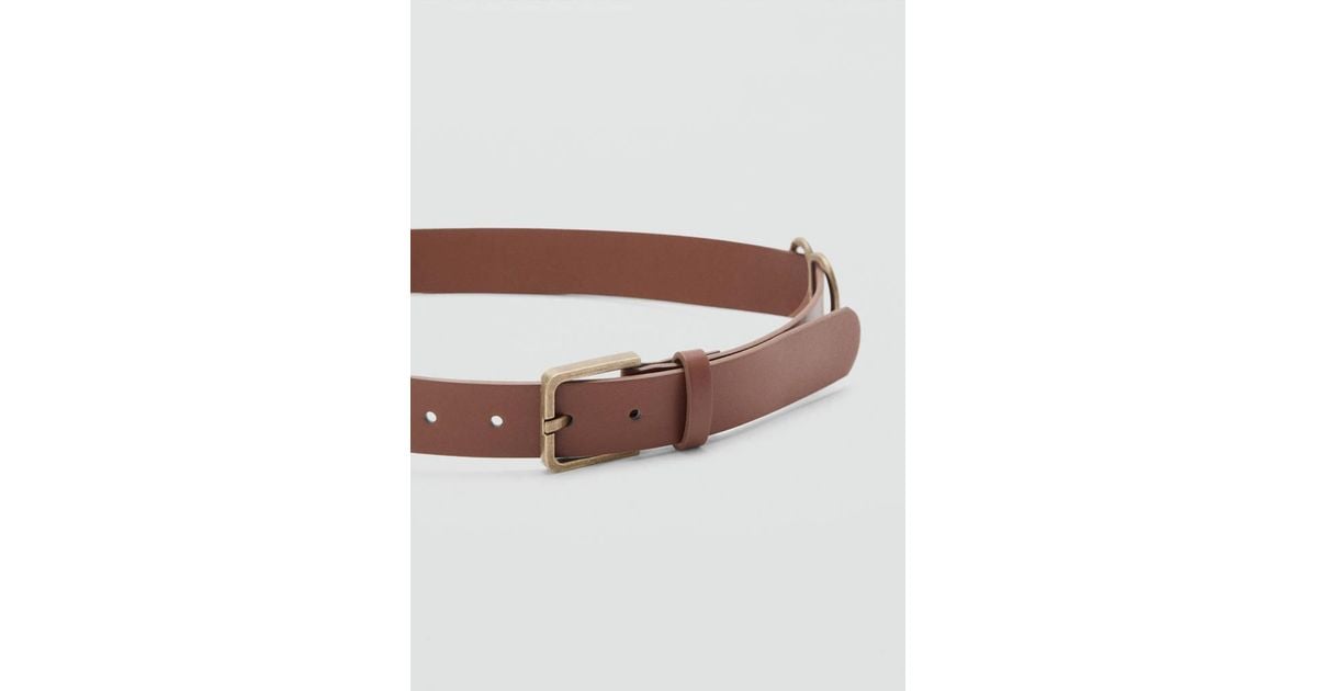 MANGO TEEN Metallic Heart Belt in Brown | Lyst UK