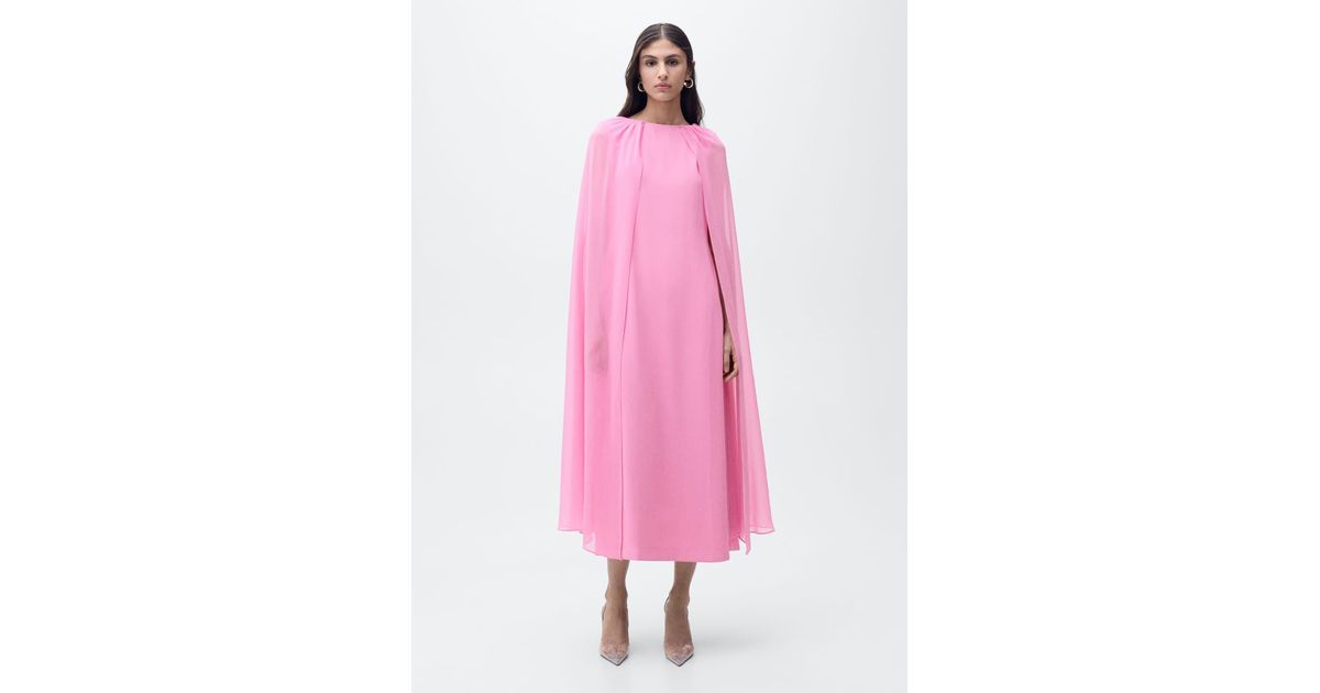 Mango Flared Cape Dress in Pink | Lyst UK