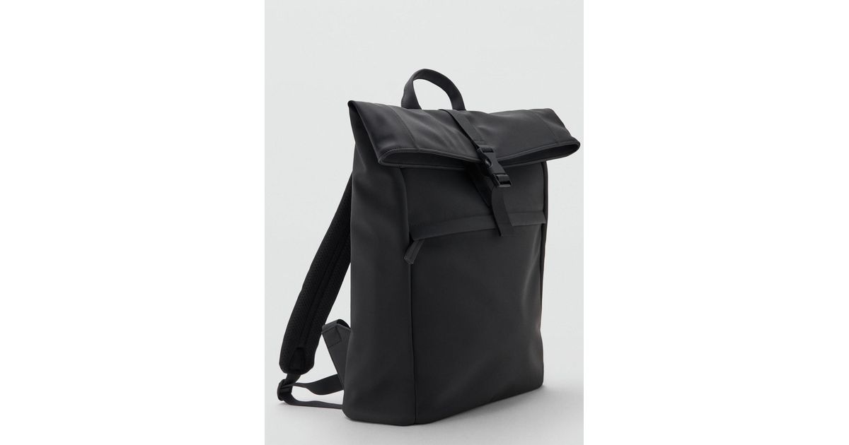 Mango Rubberized Backpack With Flap Closure in Black for Men | Lyst UK