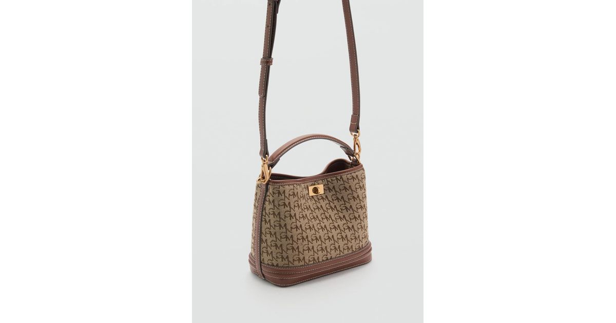 Mango Mini Shopper Bag With Printed Logo in White | Lyst