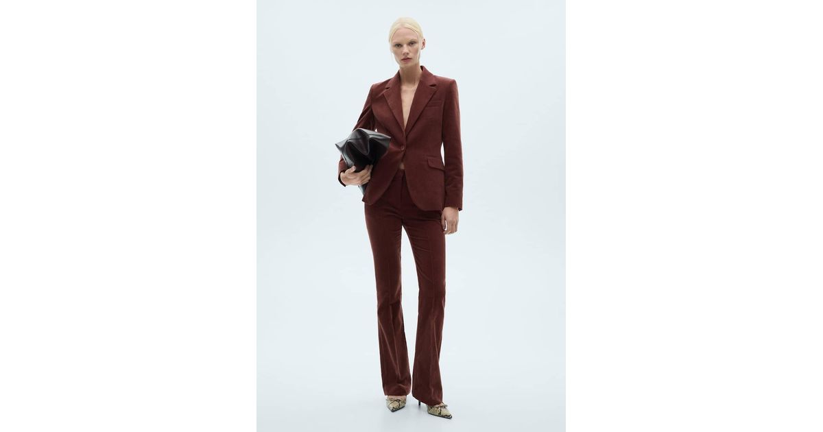 Mango Velvet Suit Jacket Wine in Red | Lyst