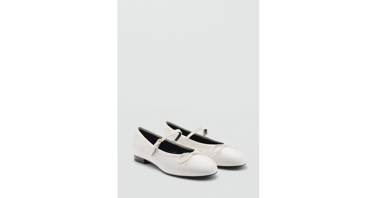 Mango Ballerinas With Strip And Bow Detail in Gray | Lyst