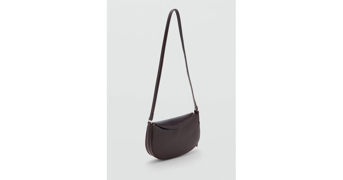 Mango Oval Shoulder Bag With Flap in White | Lyst