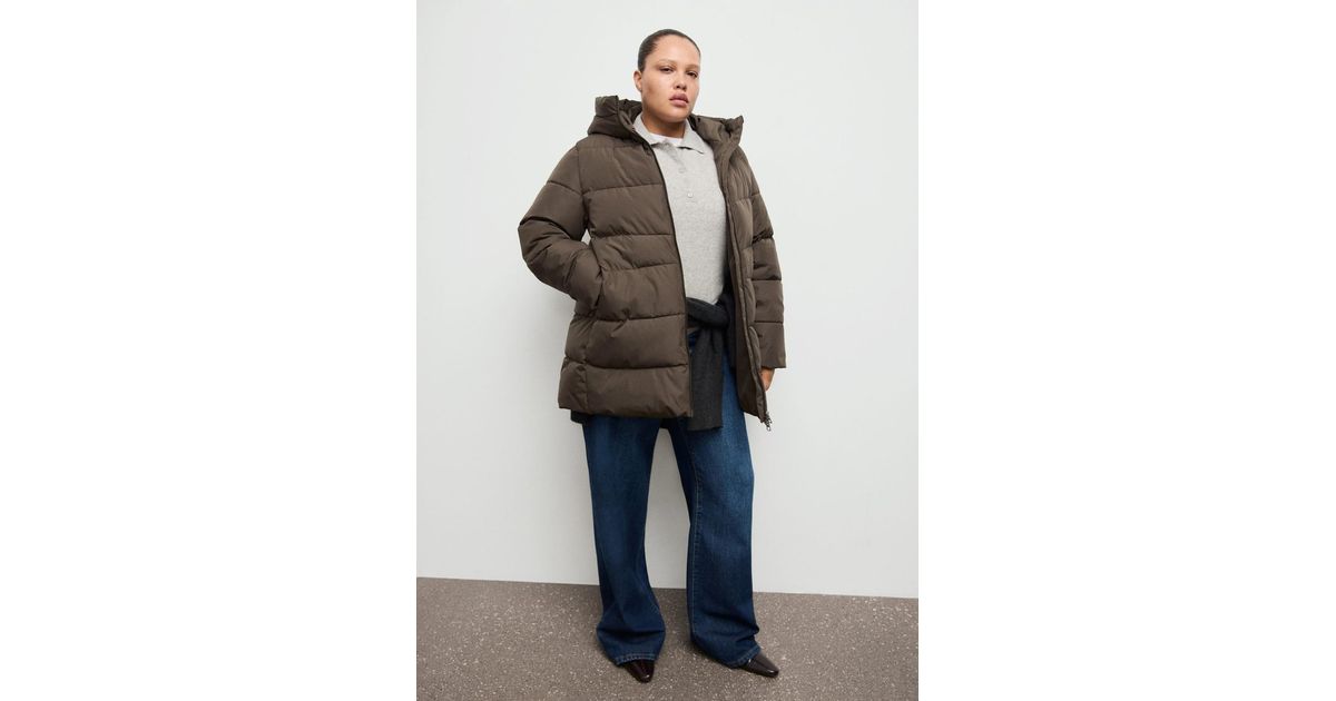 Mango Hood Puffer Coat in Blue | Lyst UK