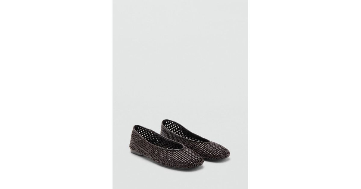 Mango Braided Ballerina Flat in Black | Lyst UK