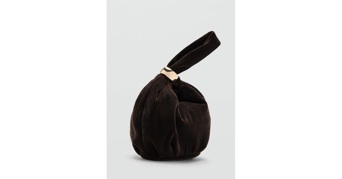 Mango Velvet Handbag With Metallic Detail in Black | Lyst UK