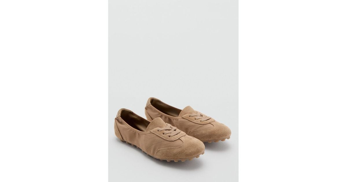 Mango Combined Suede Sneakers in Brown | Lyst UK