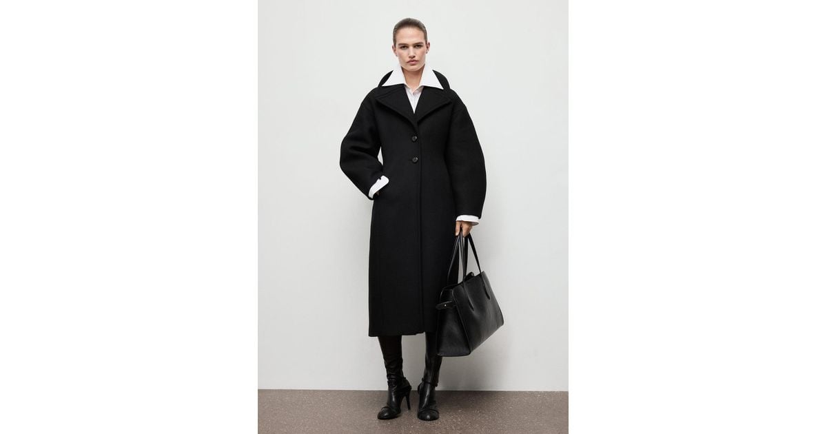 Mango Structured Wool Coat in Black | Lyst UK