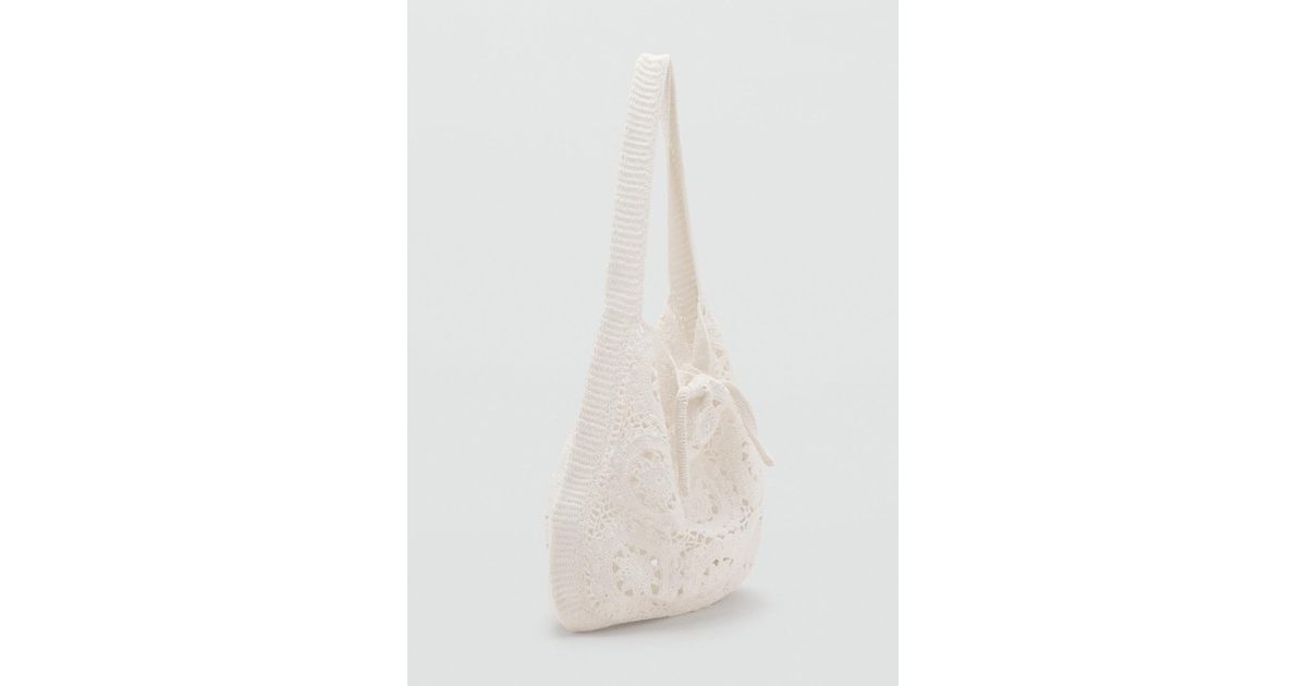 Mango Crochet Shopper Bag in White | Lyst UK