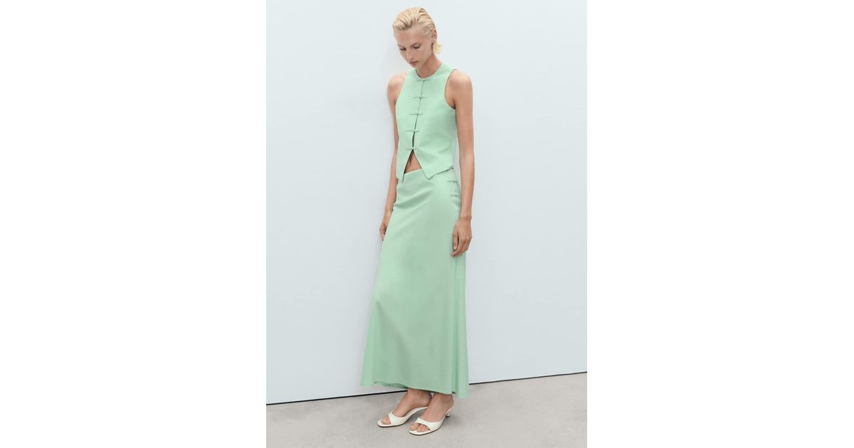 Mango Linen-Blend Suit Waistcoat in Green | Lyst