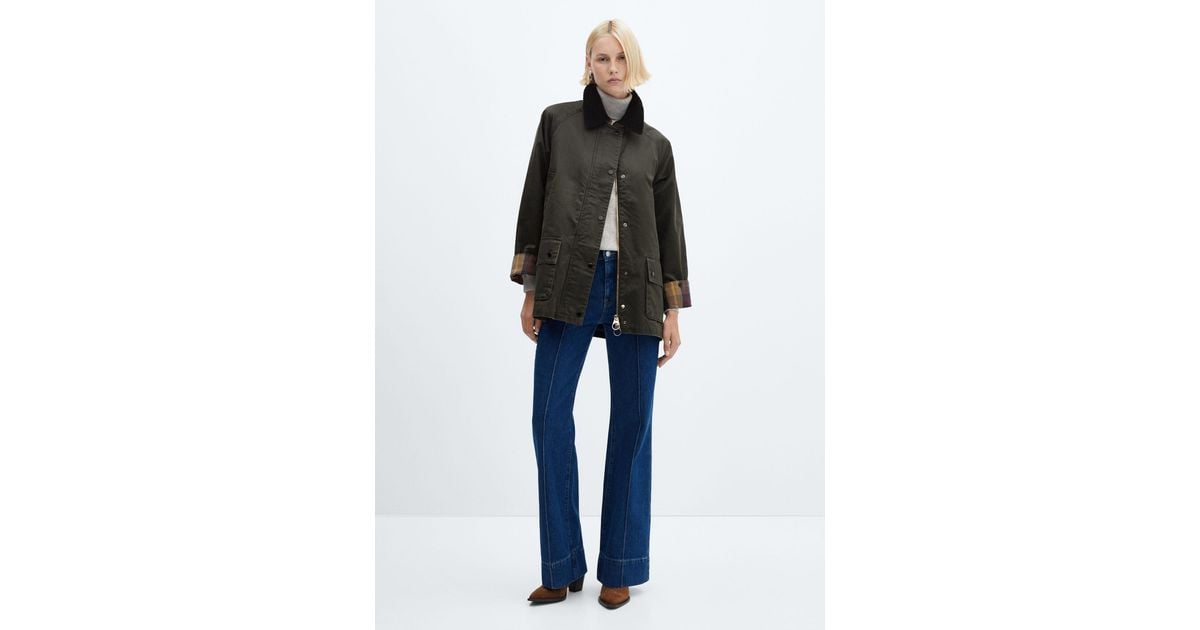 Mango Waxed-effect Short Parka in Blue | Lyst UK