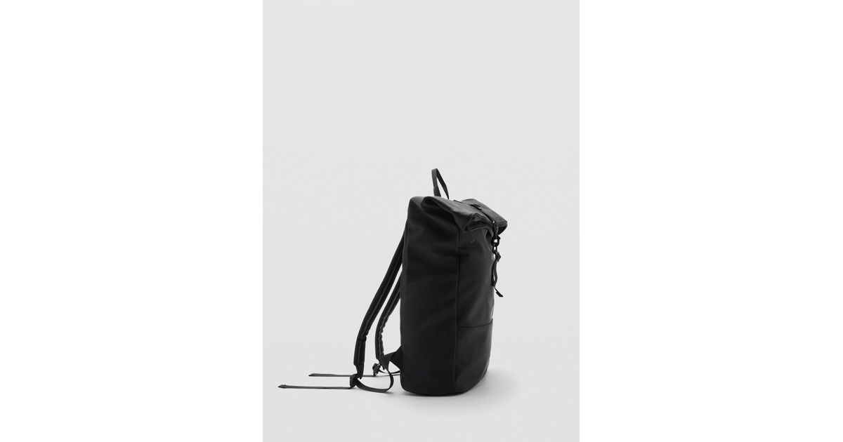 Mango Rubberized Flap Backpack in Black for Men | Lyst UK