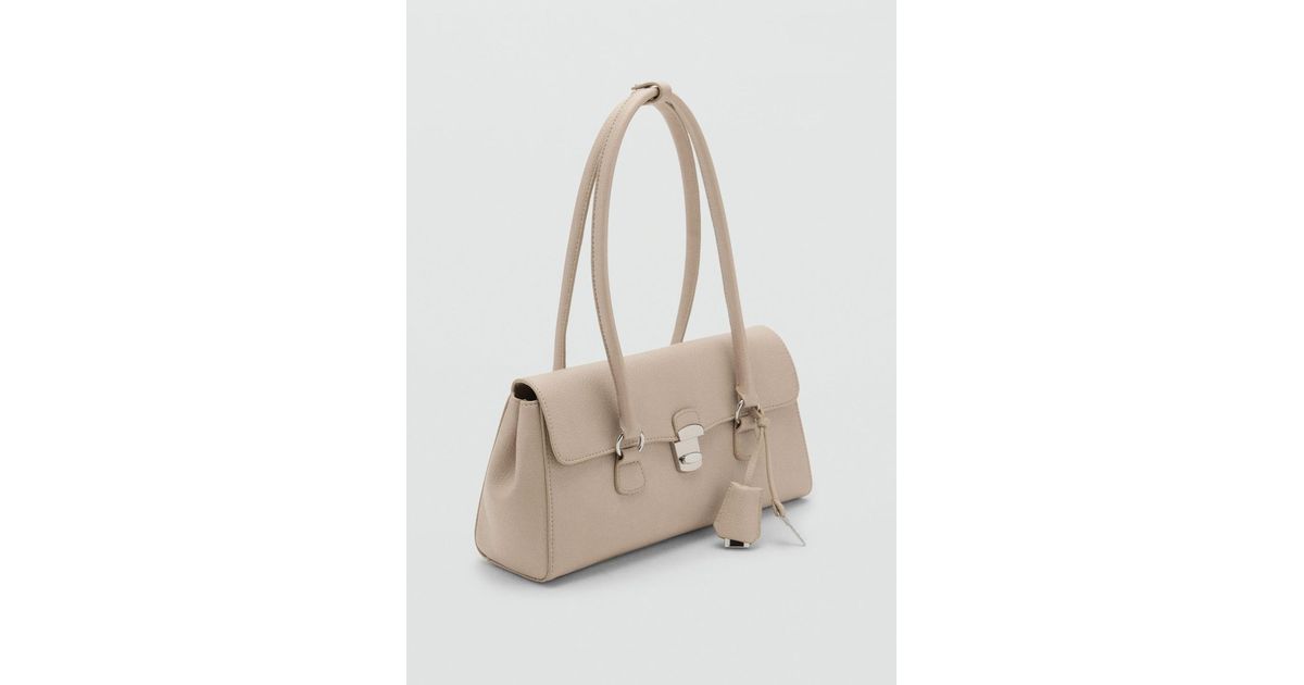 Mango City Shoulder Bag With Flap in Natural | Lyst