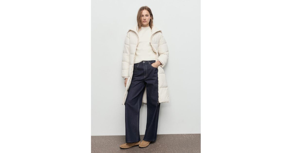Mango Quilted Anorak With Combined Fabrics in White | Lyst