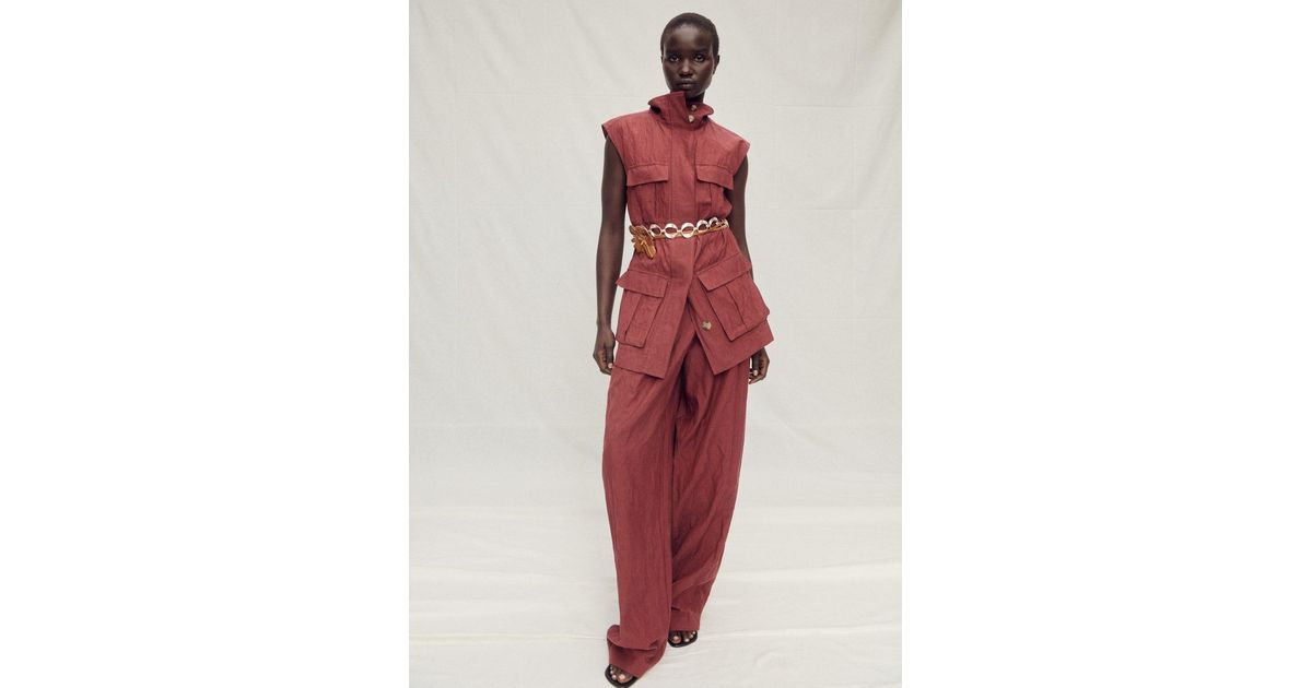 Mango Creased-Effect Suit Waistcoat With Pockets in Red | Lyst