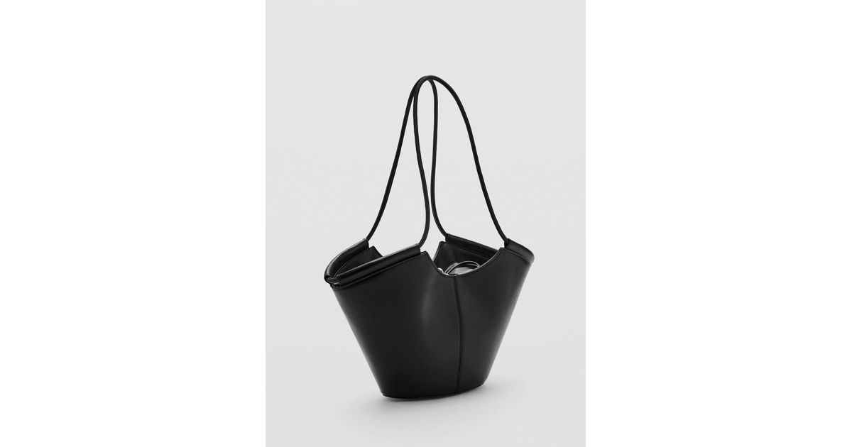 Mango Medium Shopper-Style Shoulder Bag in Black | Lyst