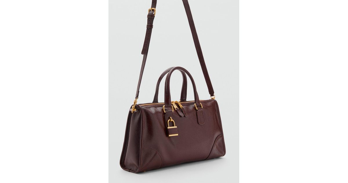 Mango Shiny Handbag With Handles in Brown | Lyst UK