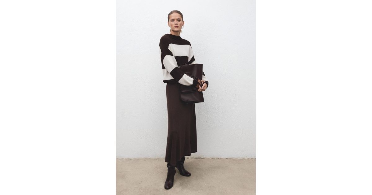 Mango Knit Striped Sweater in White | Lyst UK