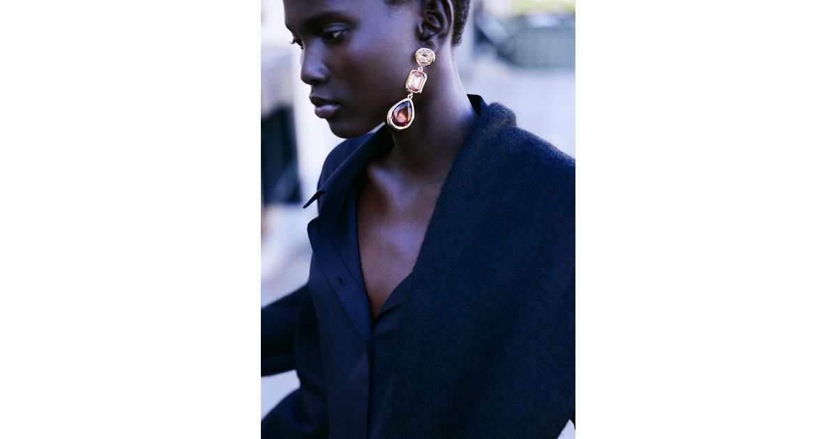 Mango Combined Long Earrings in Blue | Lyst UK
