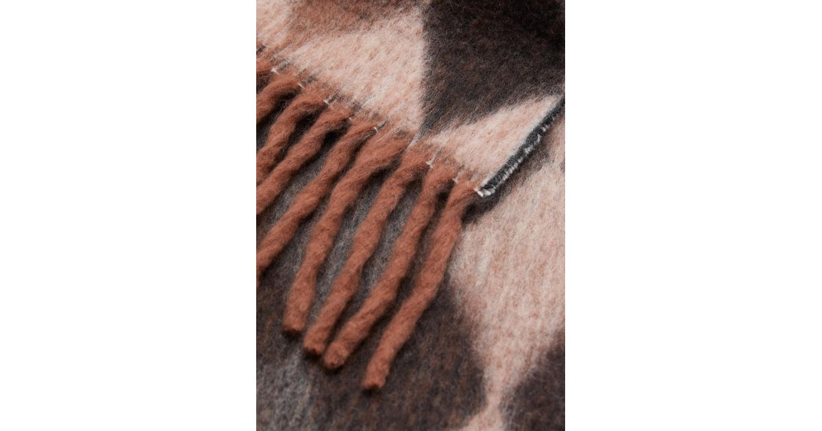Mango Argyle Scarf With Fringes in Brown | Lyst