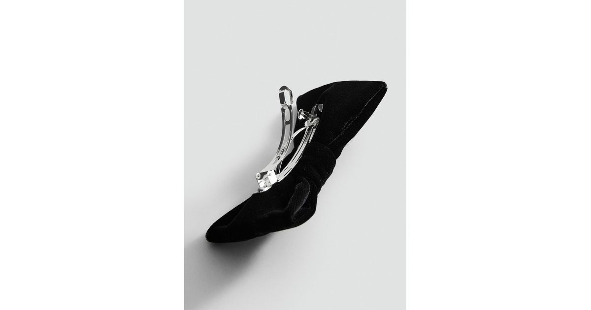 Mango Velvet Bow Hairclip in Black | Lyst UK