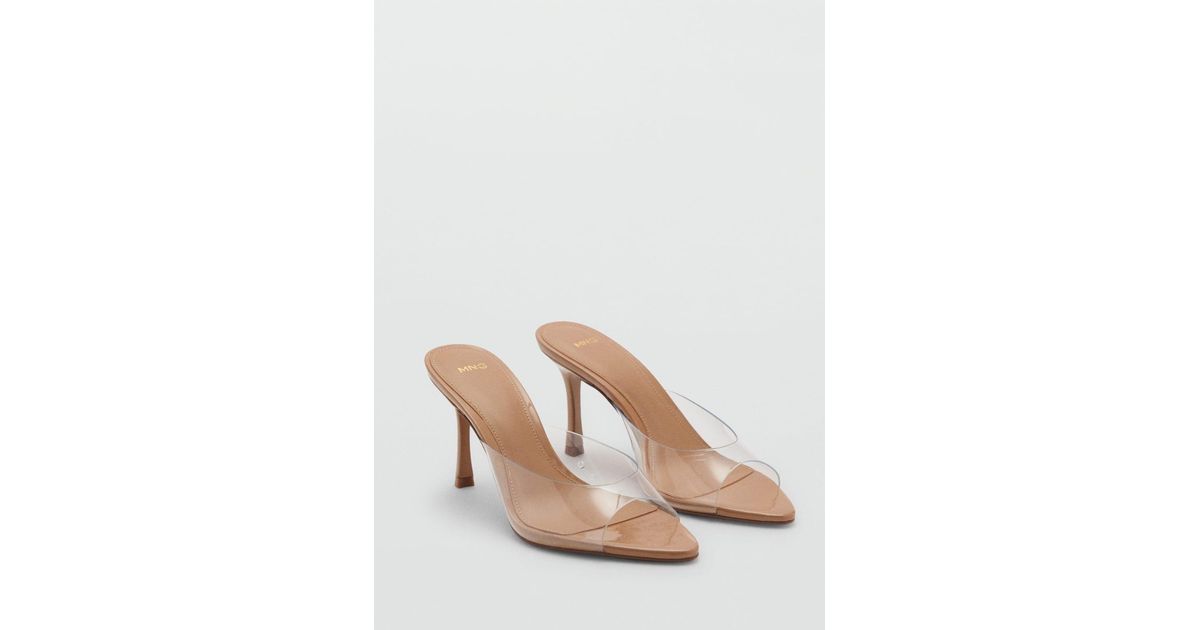 Mango Heeled Shoes With Vinyl Panel in Natural | Lyst UK