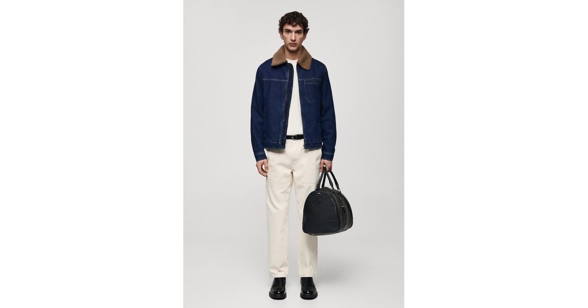 Mango Denim Jacket With Shearling Lining in Blue for Men | Lyst UK