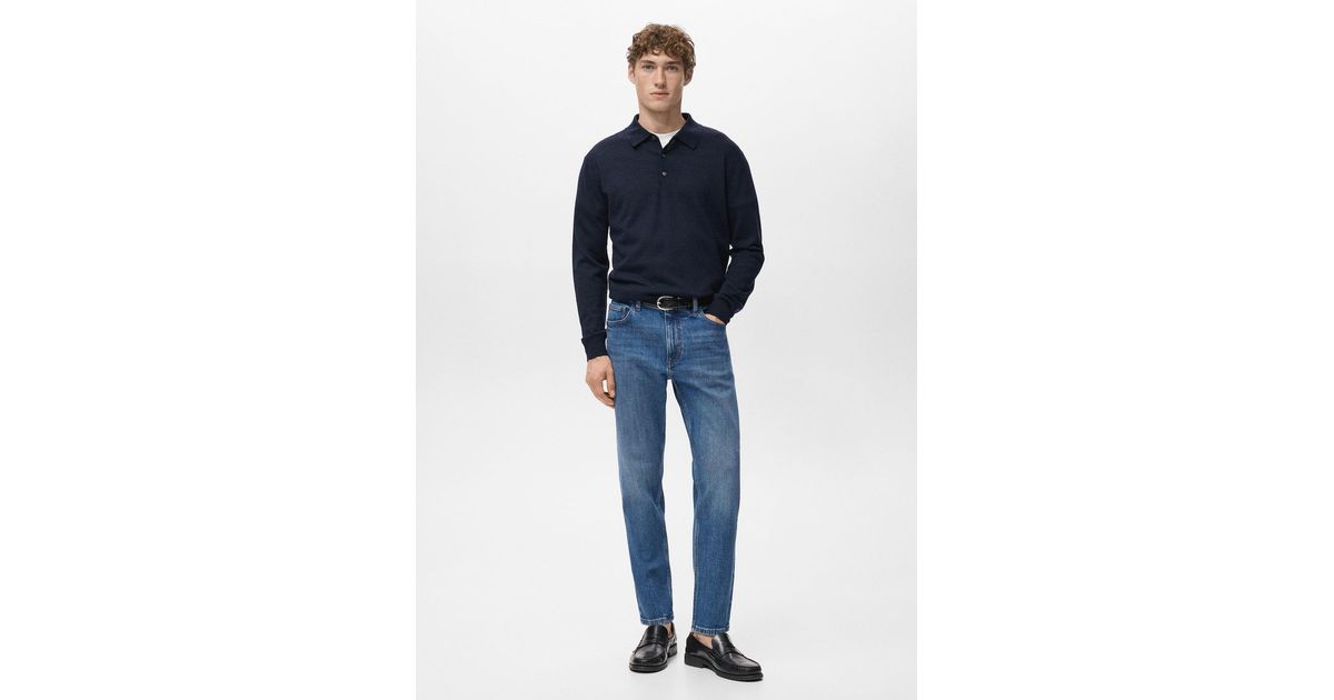 Mango Ben Cropped Tapered-Fit Jeans in Blue for Men | Lyst UK