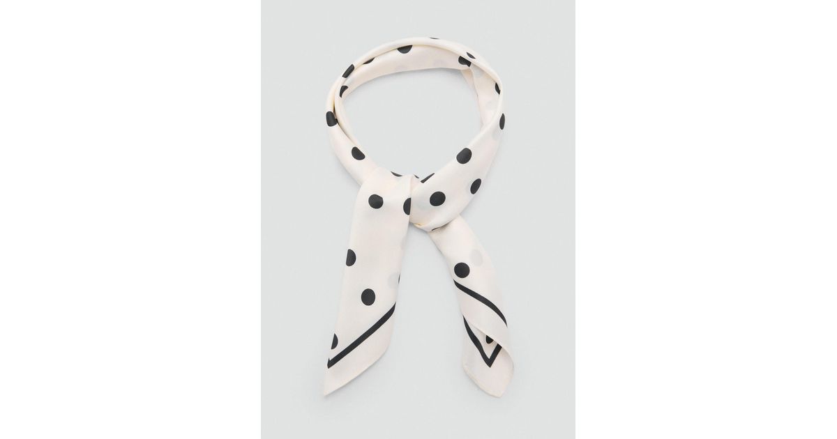 Mango Polka-Dot Satin Scarf in Natural | Lyst UK