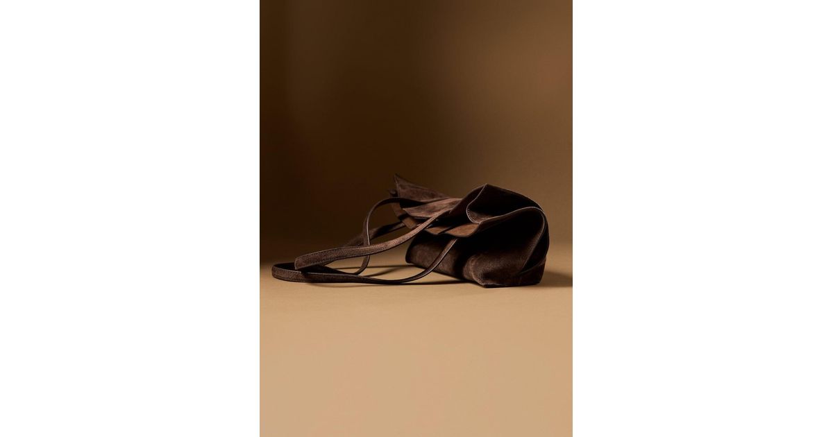 Mango Suede Mini Shopper Bag in Brown | Lyst UK
