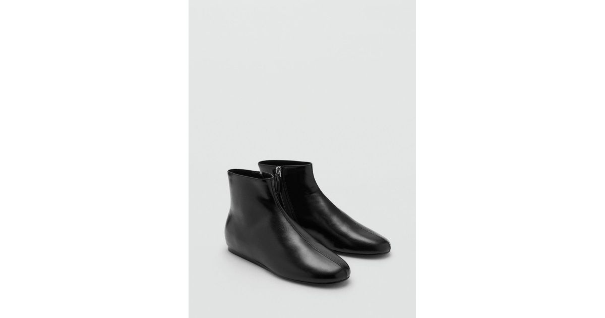 Mango Flat Ankle Boots With Zip in Black | Lyst UK