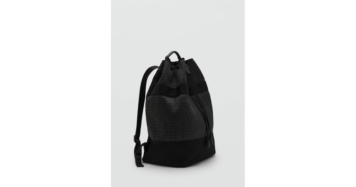 Mango Lace-Up Sack Backpack in Black for Men | Lyst