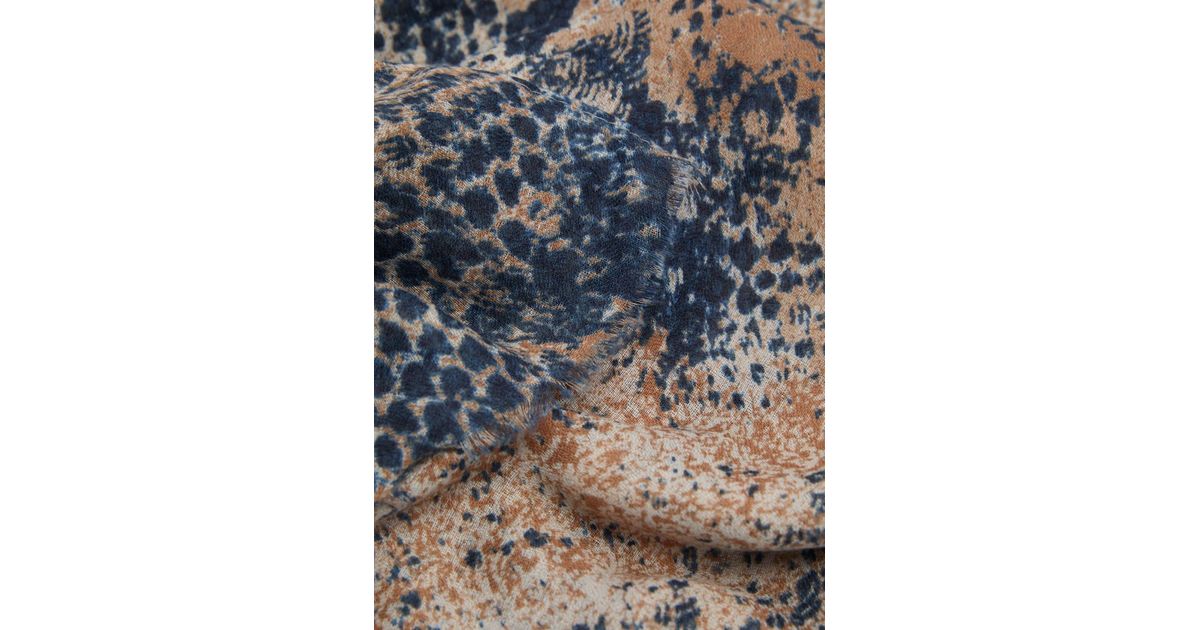 Mango Animal-Print Scarf in Blue | Lyst UK