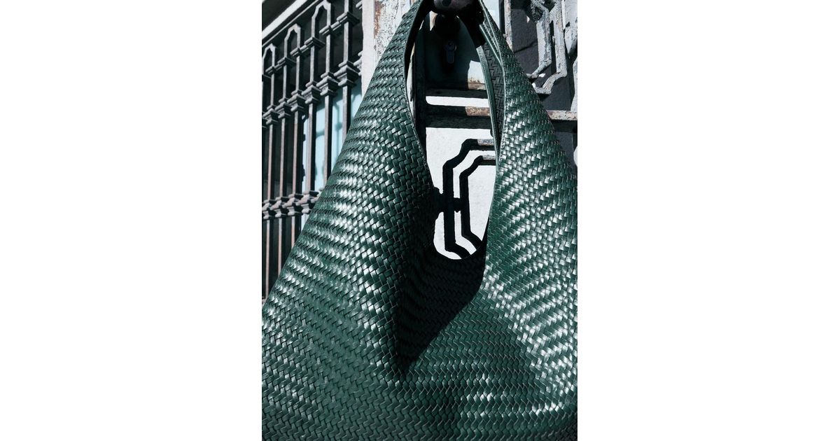 Mango Medium Braided Leather Shoulder Bag in Green | Lyst UK