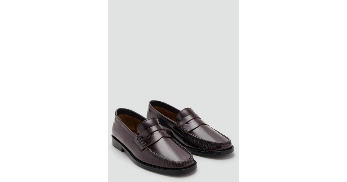 Mango Gathered Leather Moccasin in Grey | Lyst UK