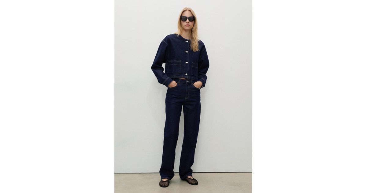 Mango Matilda Straight-Fit Rinse-Wash Jeans Open in Blue | Lyst