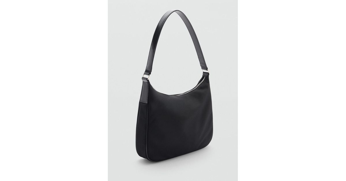 Mango Medium Nylon Shoulder Bag in Black | Lyst