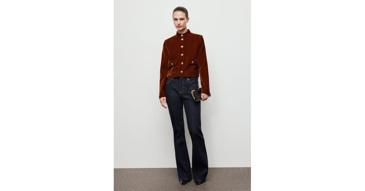 Mango Velvet Jacket With Buttons in Orange | Lyst