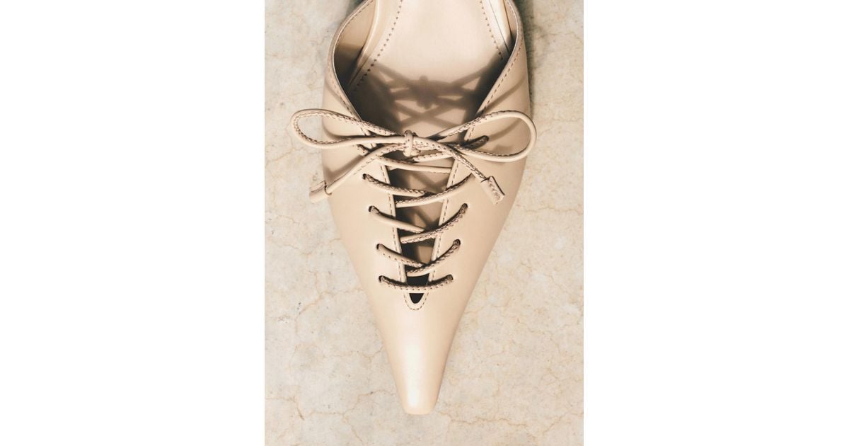 Mango Lace-Up High Heel Shoes in Natural | Lyst