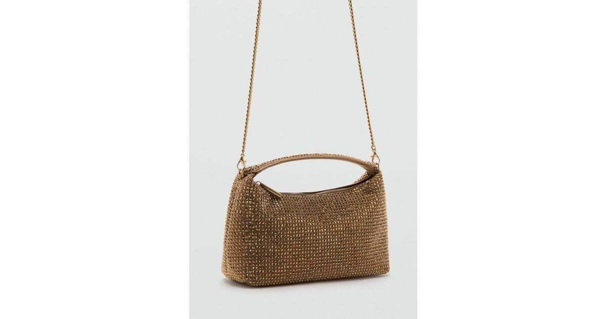 Mango Handbag With Rhinestones in White | Lyst UK