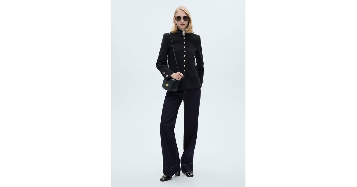 Mango Jacket With Jewel-Button Strip Collar in Black | Lyst UK