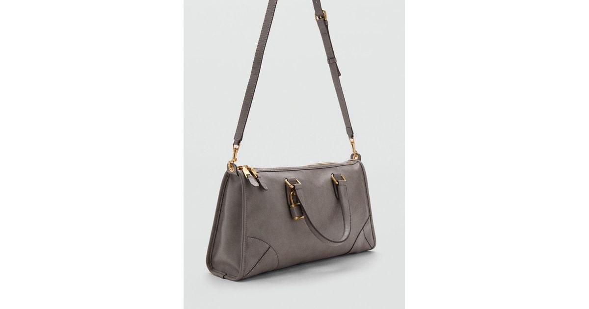Mango Shiny Handbag With Handles in Grey | Lyst UK