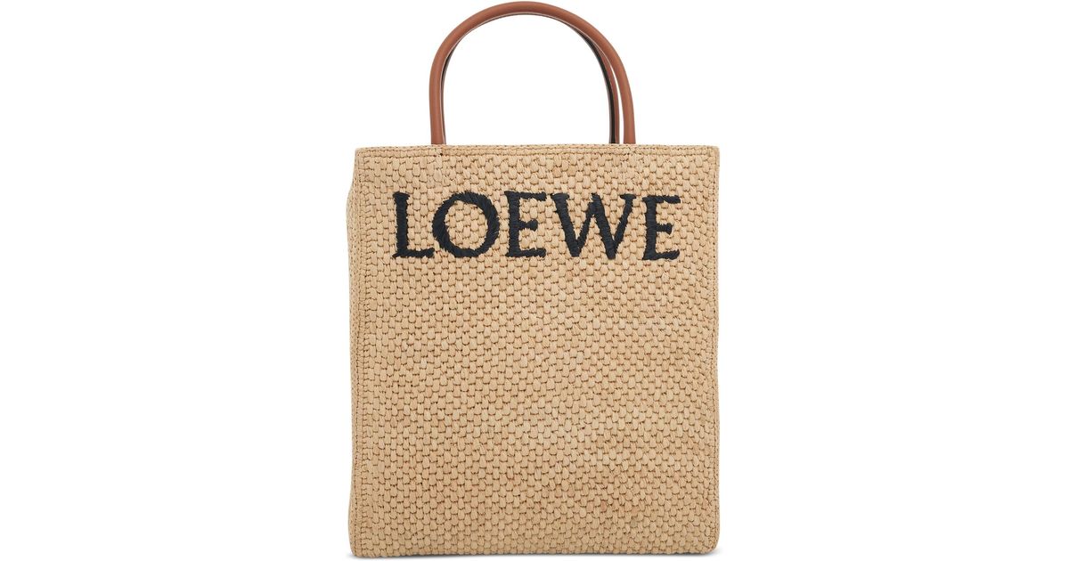 Loewe Standard A4 Tote Bag In Raffia In Natural/black | Lyst UK