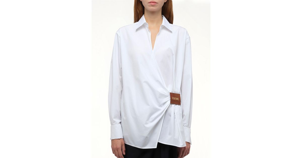 Loewe Draped Logo Shirt, 100% Cotton in White | Lyst UK