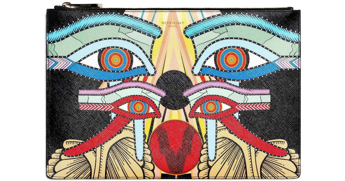 Givenchy Iconic Print Medium Pouch Bc06345326, , 100% Leather in Blue ...