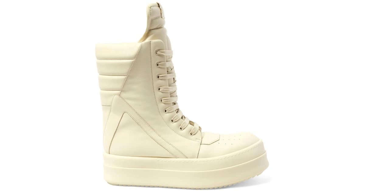 Rick Owens Mega Geobasket/ Sneakers, 100% Calf Leather in Natural for ...