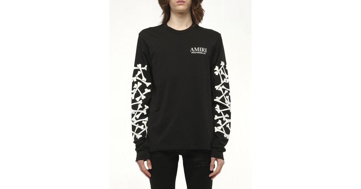 Amiri Bones Stacked L/T-Shirt, 100% Cotton, Size: Small in Black for ...