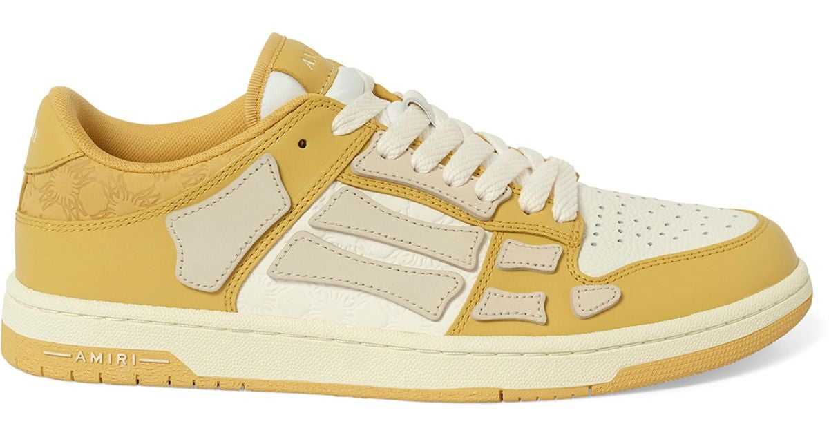 Amiri Debossed Ma Quad Skeleton Sneakers, 100% Calf Leather in Yellow ...