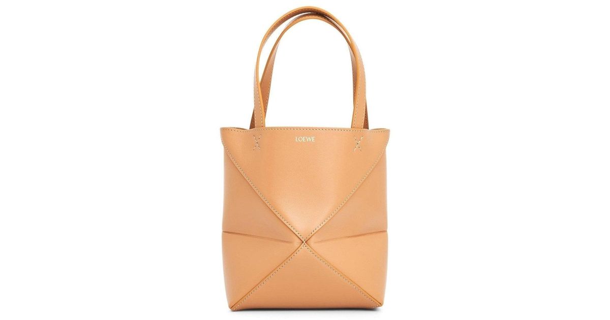 Loewe Mini Puzzle Fold Tote Bag, 100% Vacuno-Calf Skin in Orange | Lyst
